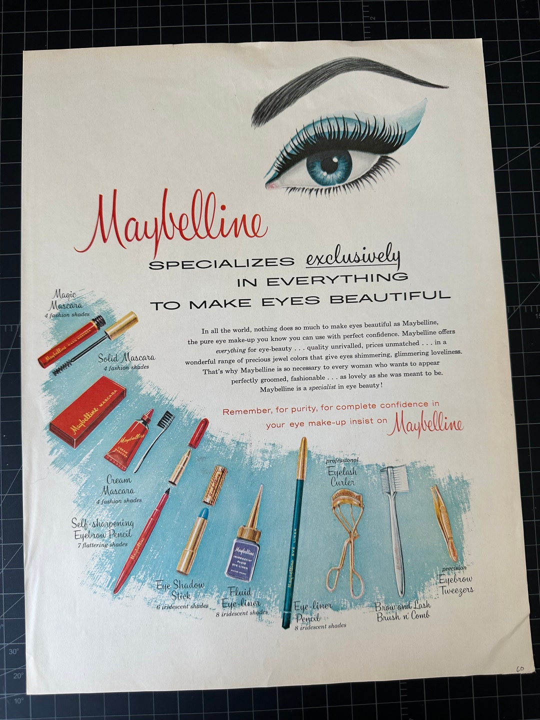 Vintage 1960 Maybelline Cosmetics Print Advertisement - Etsy
