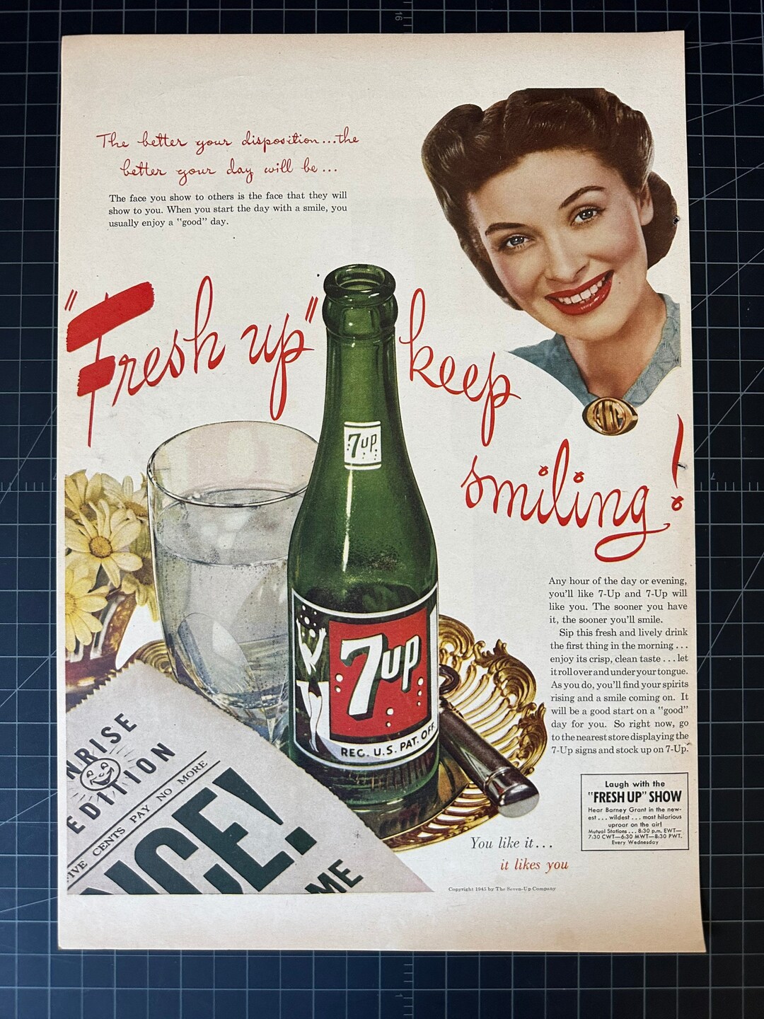Vintage 1945 7up Print Advertisement Retro Gift Decor - Etsy
