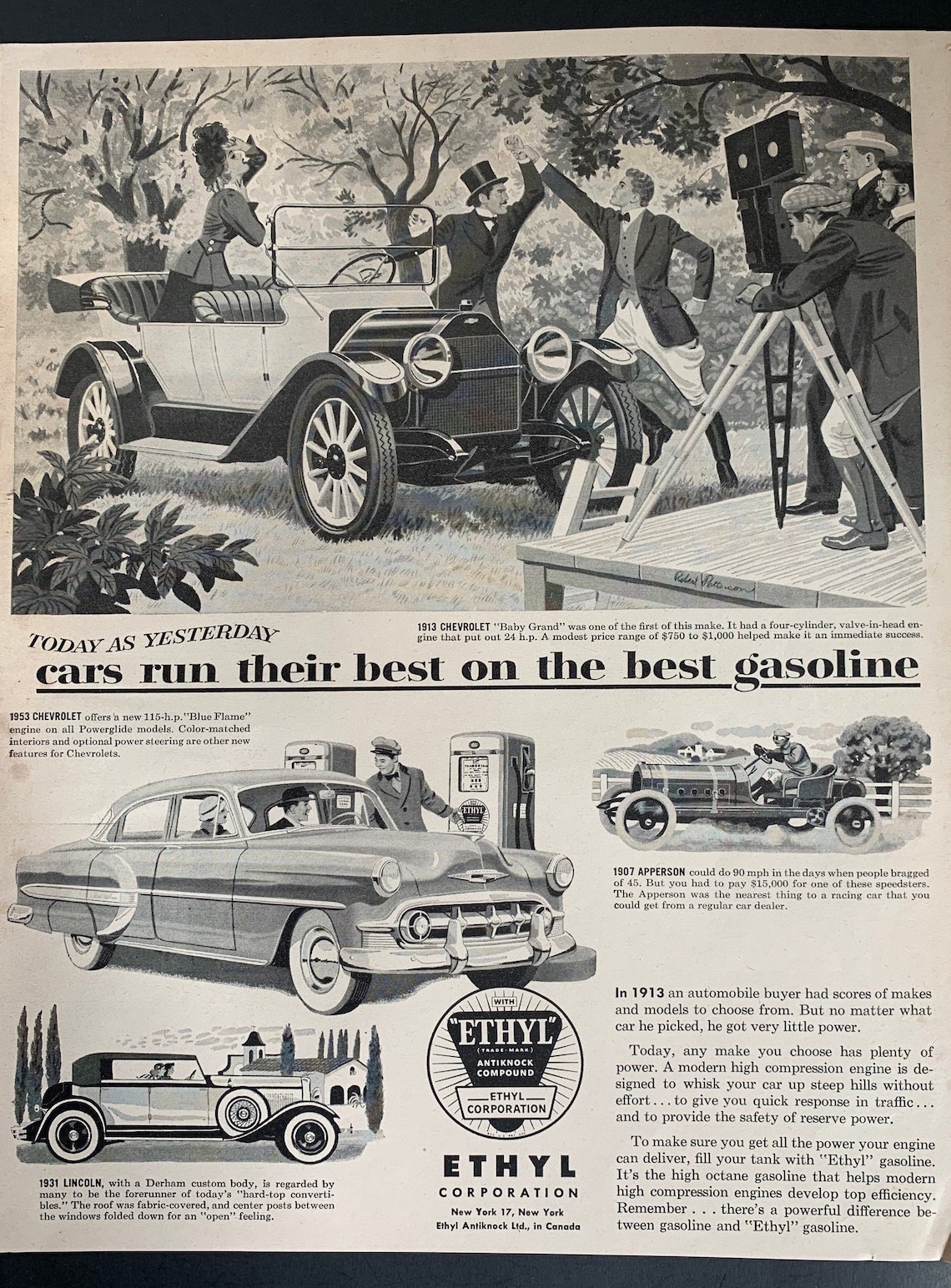 Vintage 1953 Ethyl Corporation Gasoline Ad | Etsy