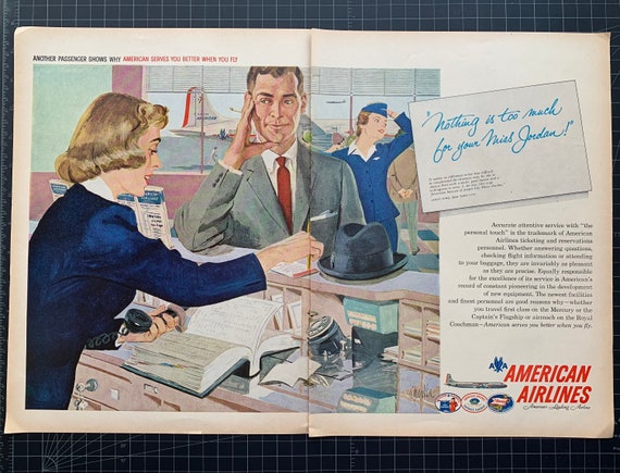 Vintage 1963 American Airlines Print Ad | Etsy