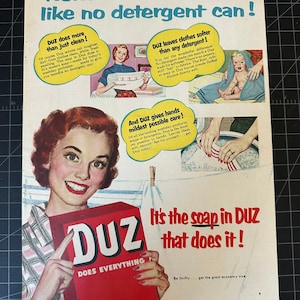 Vintage 1954 Duz Detergent Print Advertisement - Etsy
