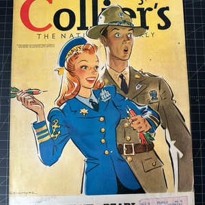 Vintage 1941 Collier’s Magazine Cover – WWII Military Illustration ...