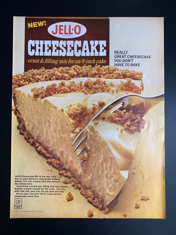 Vintage 1967 Jello Cheesecake Print Ad - Etsy
