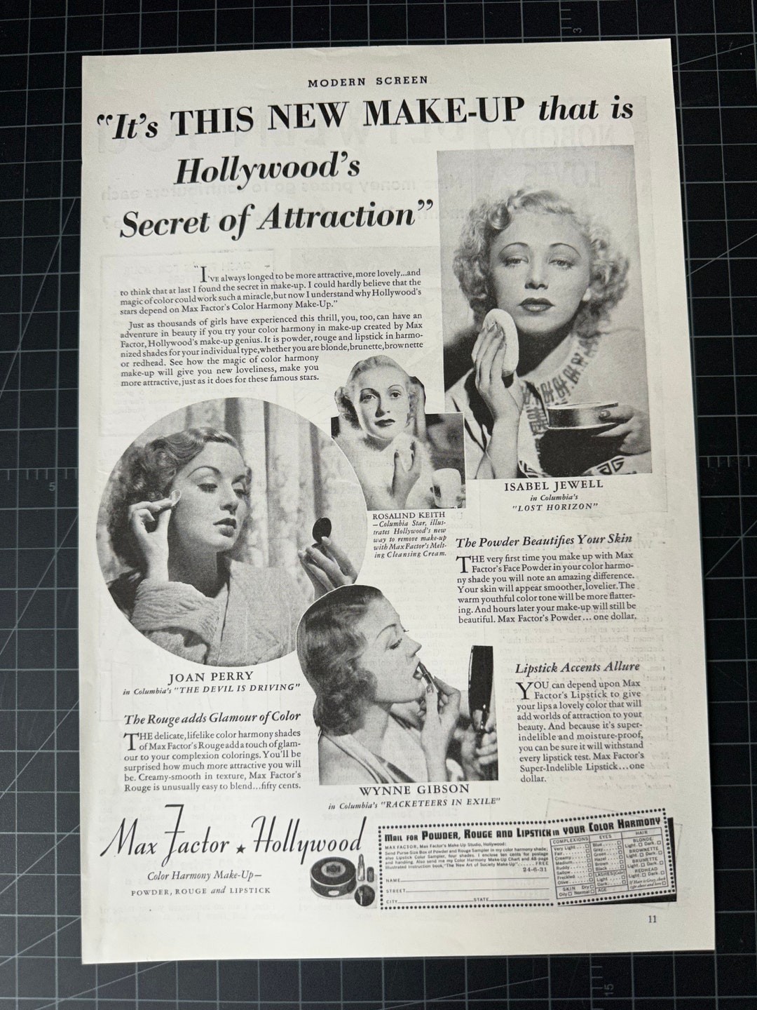Vintage 1930s Max Factor Cosmetics Print Advertisement - Etsy