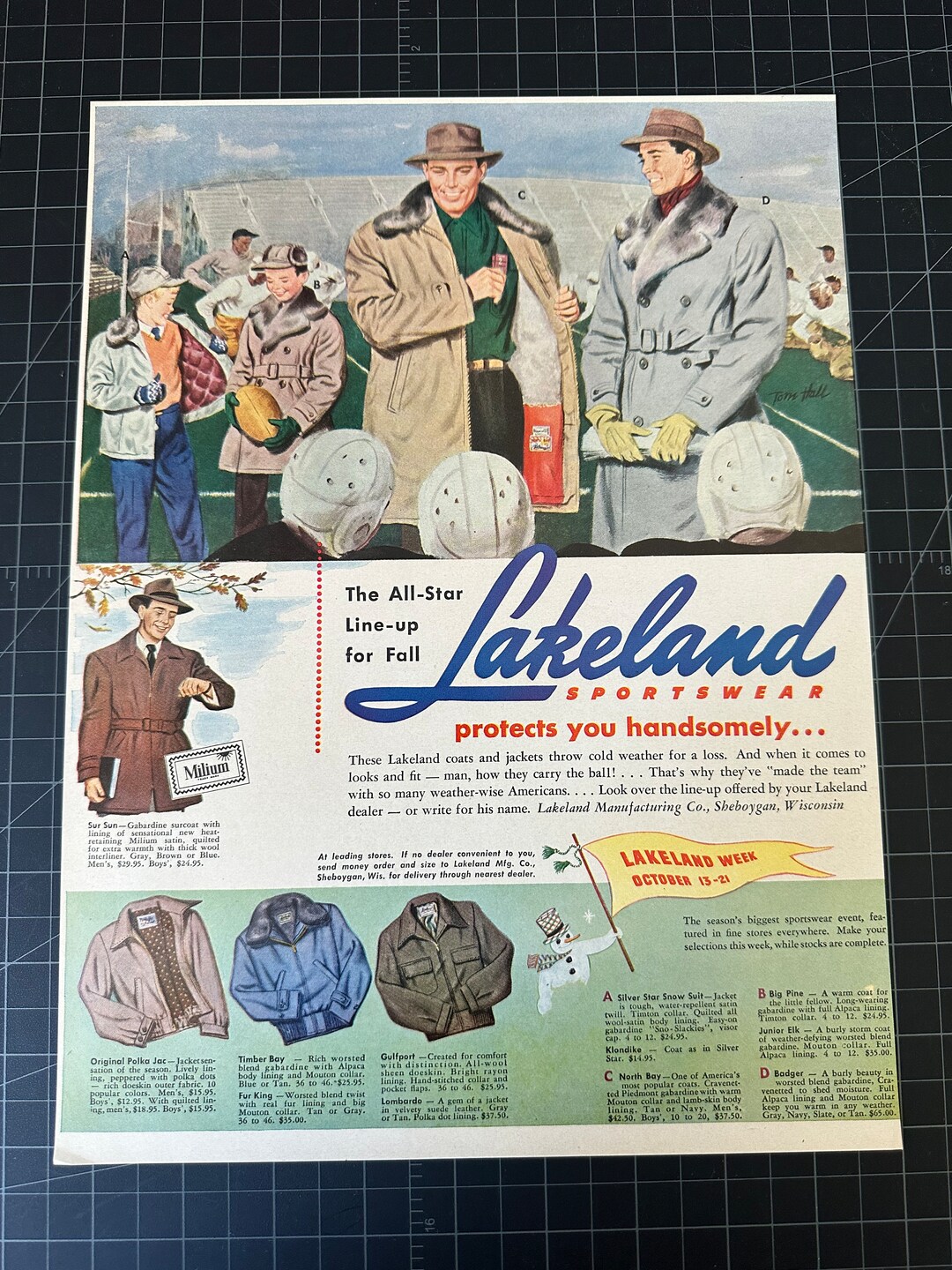 Vintage 1950s Lakeland Sportswear Print Ad - Etsy