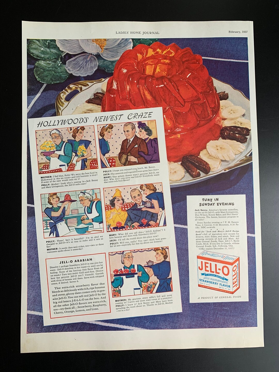 Vintage 1937 Jello Print Advertisement Retro Gift Decor - Etsy