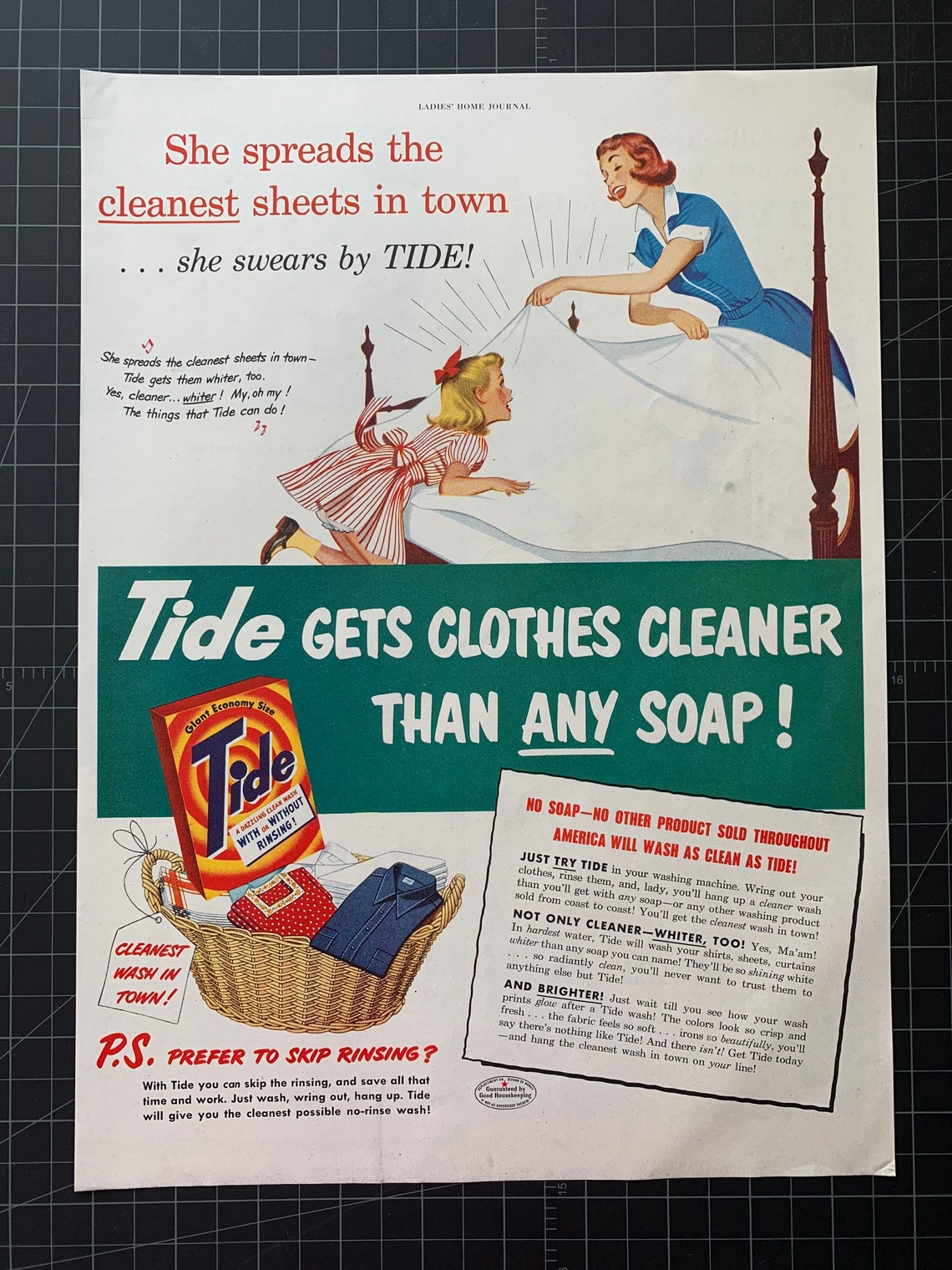 Vintage 1951 Tide Detergent Print Ad - Etsy UK