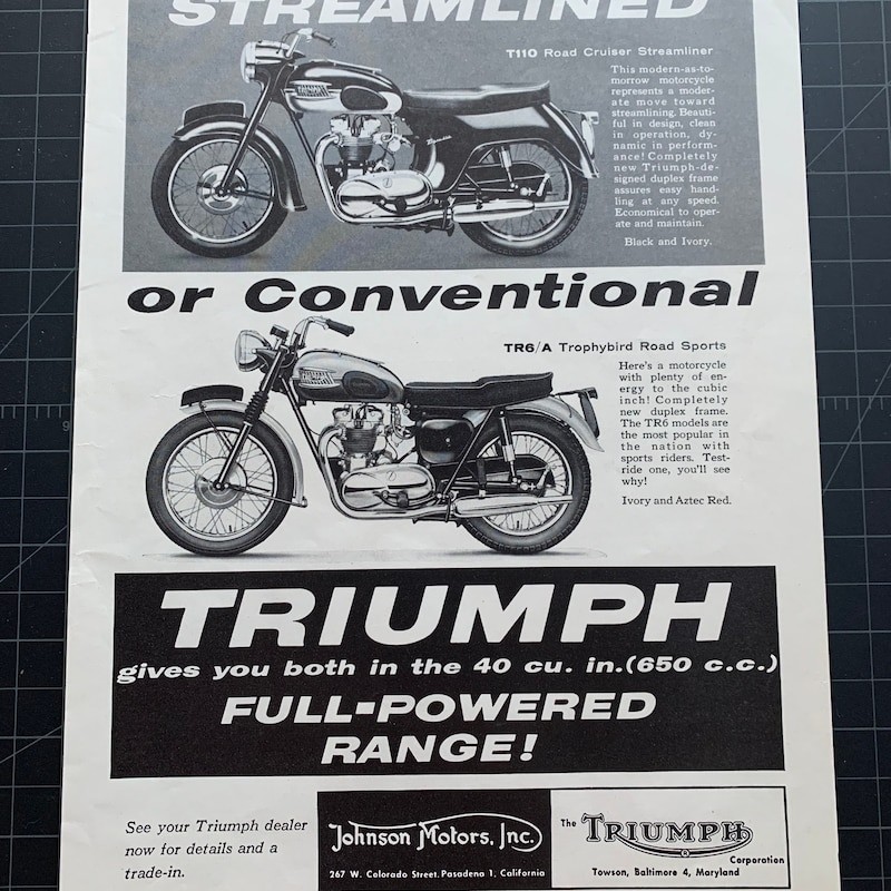 Triumph Motorcycle - Etsy