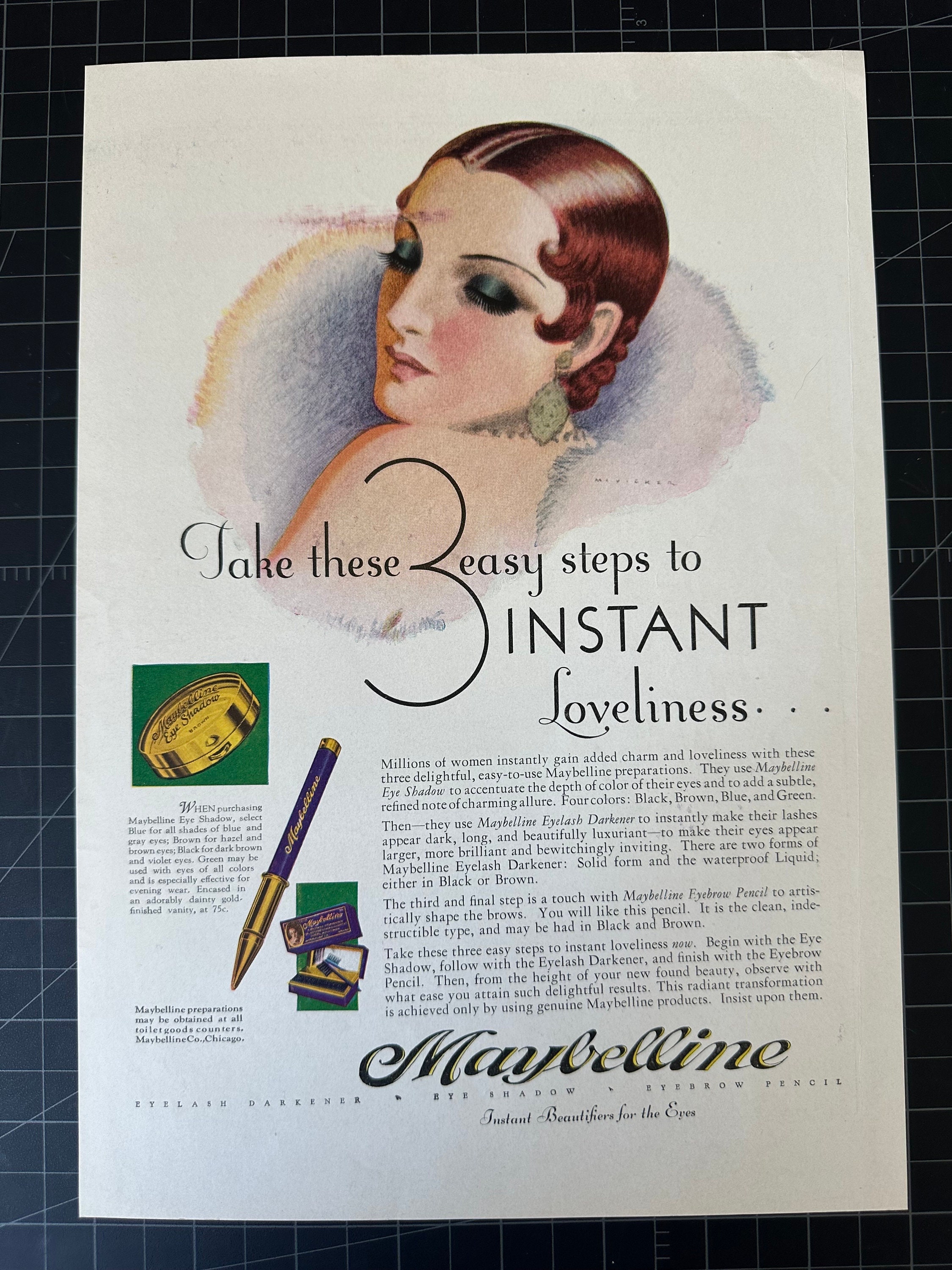 Rare 1930s Maybelline Cosmetics Print Ad - Etsy