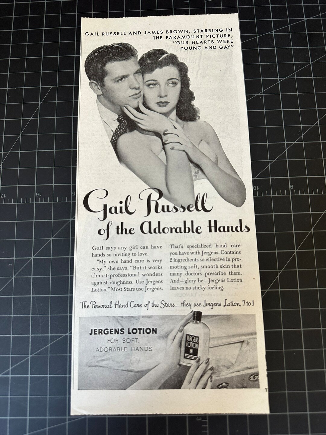 Vintage 1940s Jergens Lotion Print Ad Gail Russell - Etsy