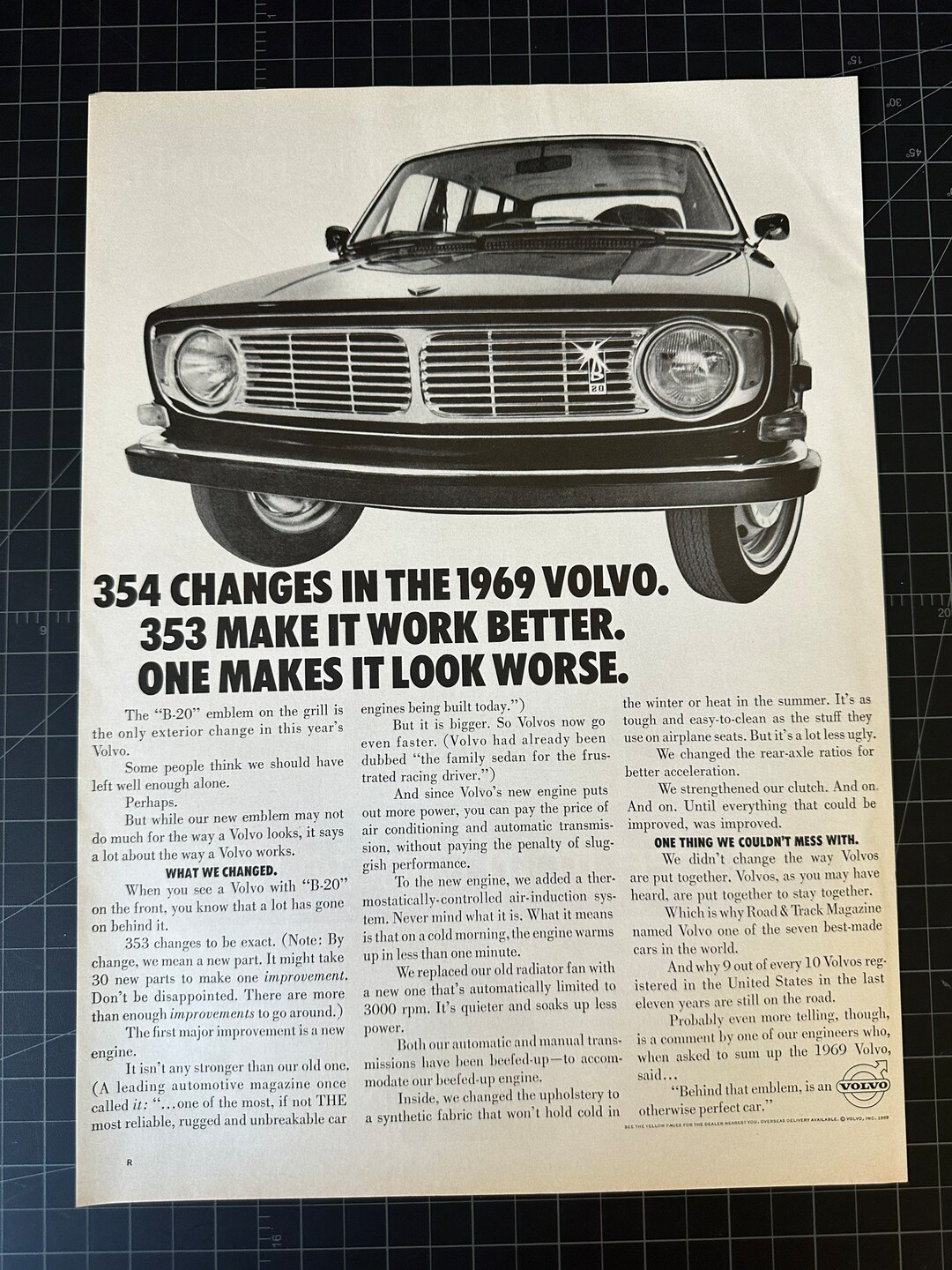 Vintage 1969 Volvo Print Advertisement - Etsy