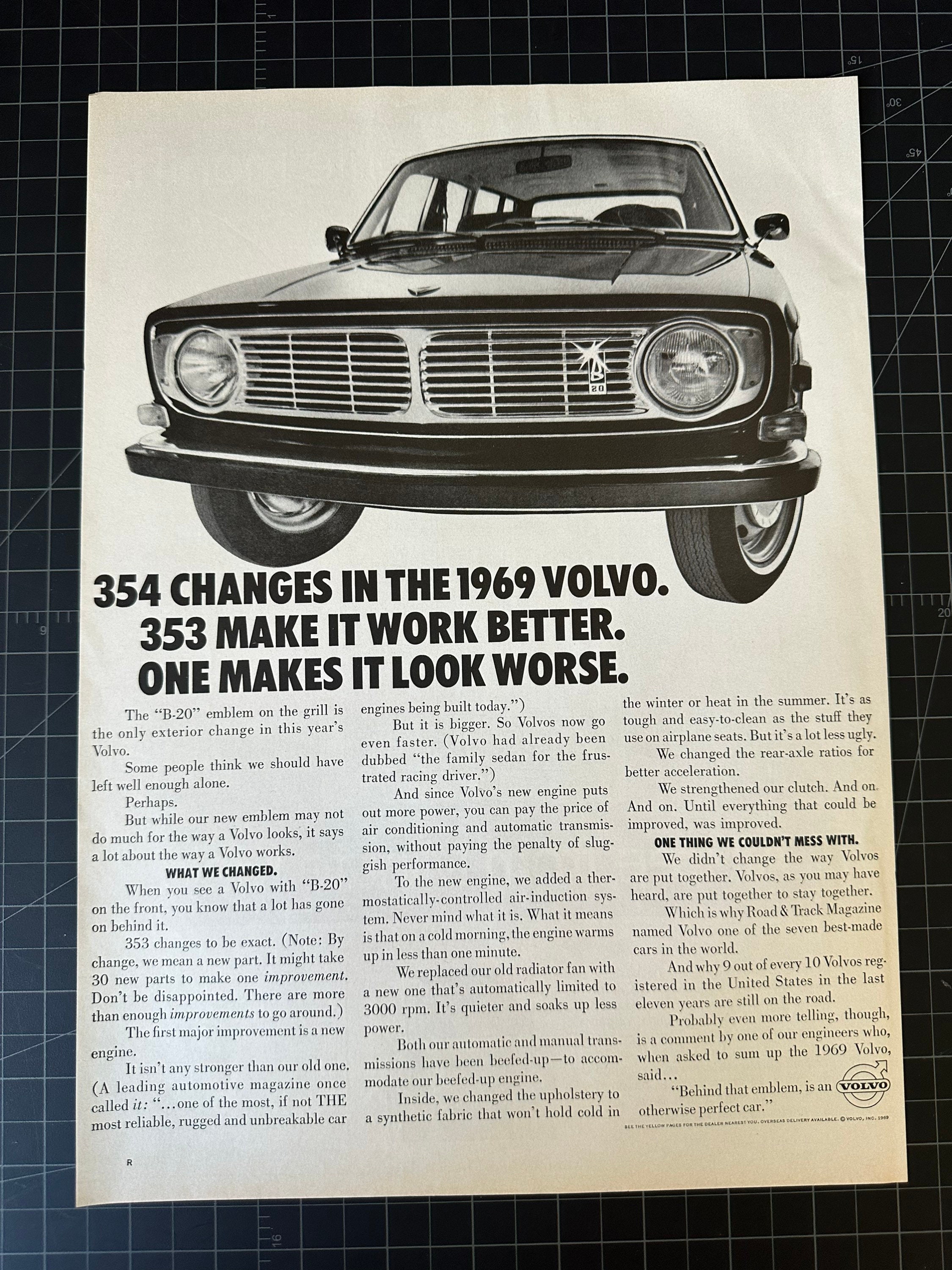 Vintage 1969 Volvo Original Print Ad - Etsy