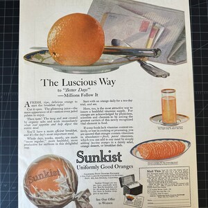 Rare Vintage 1921 Sunkist Oranges Print Advertisement - Etsy