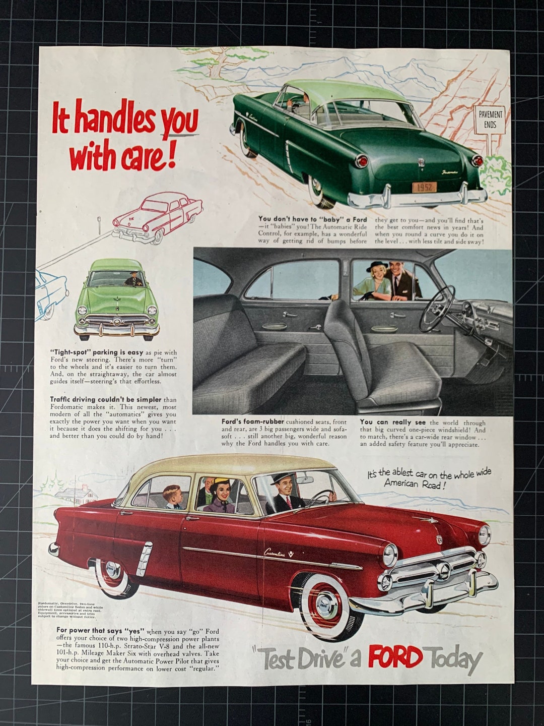 Vintage 1952 Ford Original Print Ad - Etsy