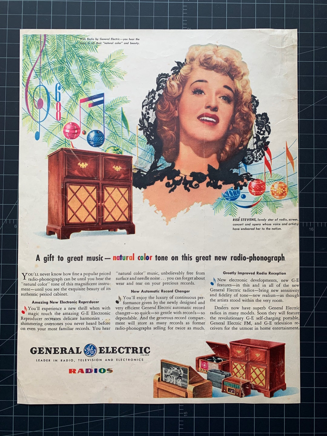Vintage 1945 General Electric Radios Risë Stevens Print Ad - Etsy