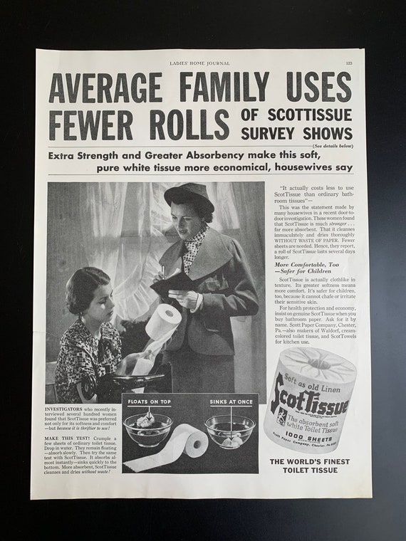 Vintage 1936 Scottissue Toilet Paper Print Ad - Etsy
