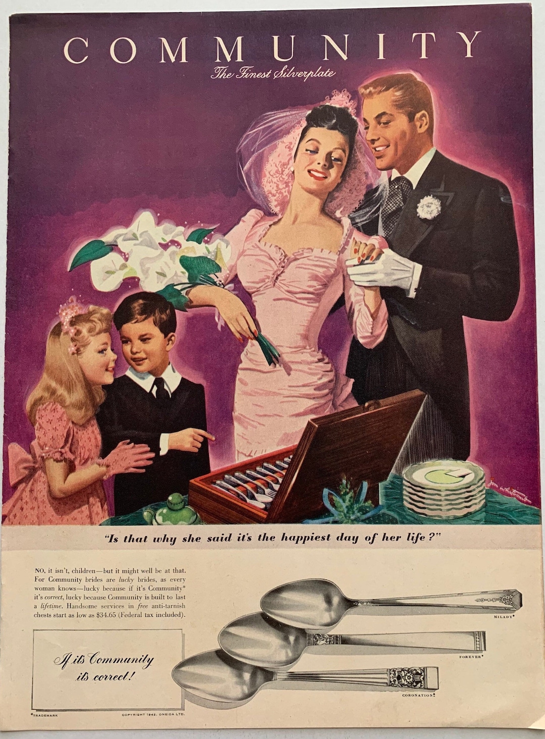 Vintage 1940s Community Silverplate, Oneida Community Ad - Etsy