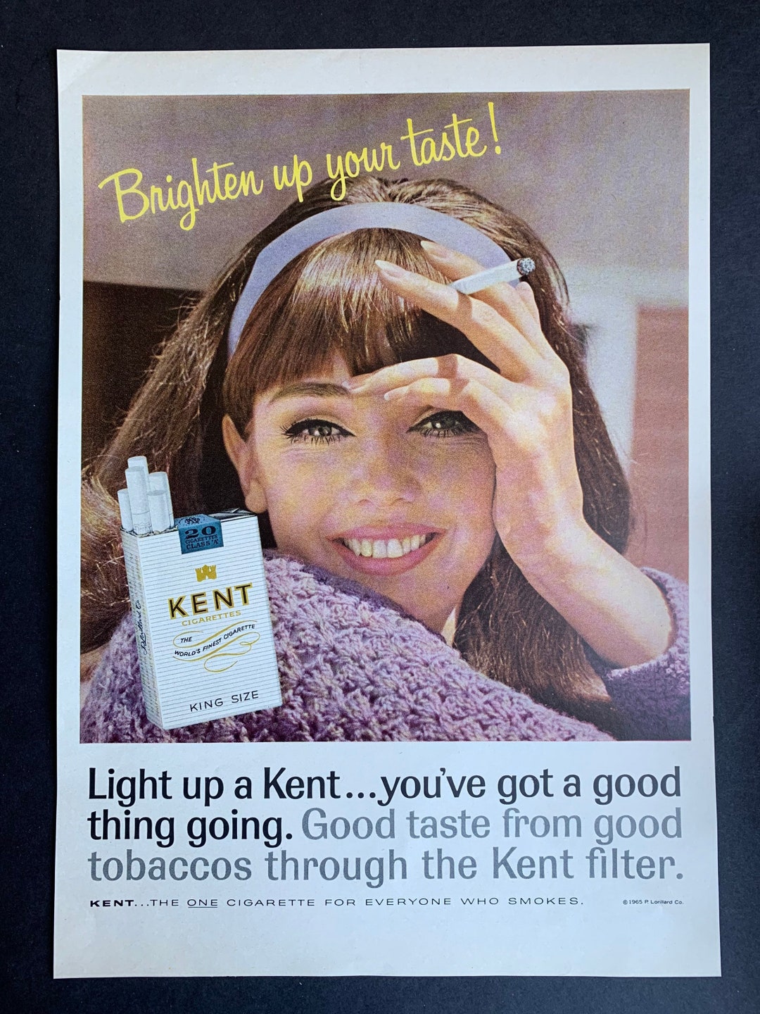 Vintage 1965 Kent Cigarettes Print Advintage Retro Gift Decor - Etsy