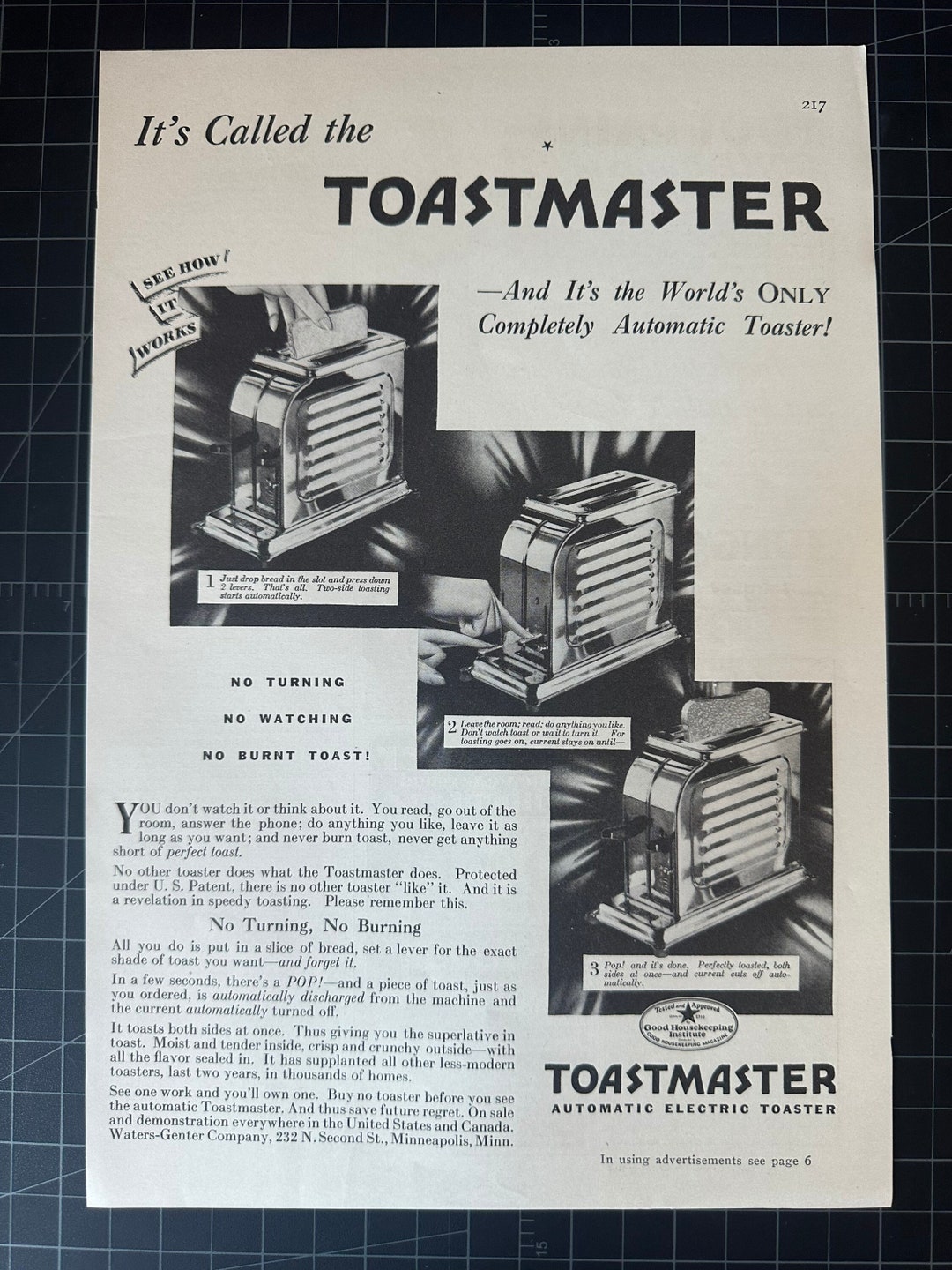 Vintage 1929 Toastmaster Toaster Print Advertisement Retro Gift Decor ...