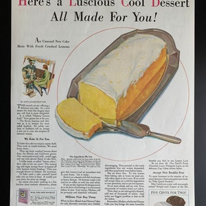 Vintage 1929 Hostess Cake Print Advertisement - Etsy