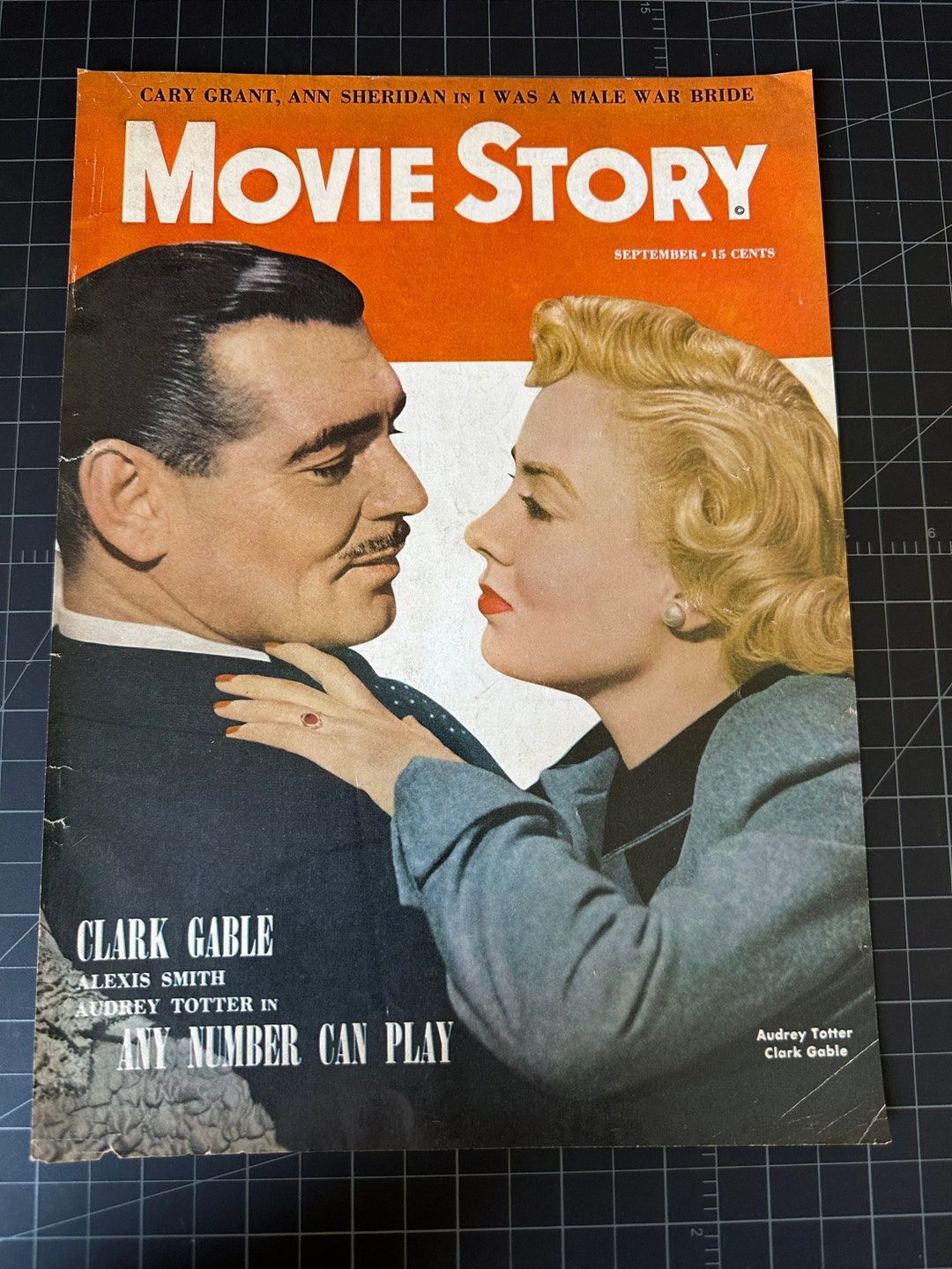 Vintage 1940s Movie Story Magazine Cover - Clark Gable & Audrey ...