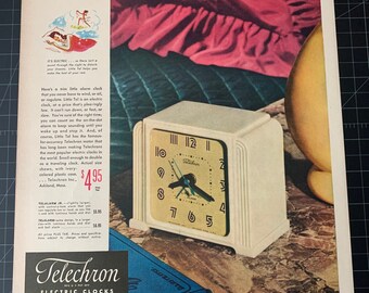 1951 TELECHRON Electric Clocks Everest Clock Vintage Print Ad - Etsy
