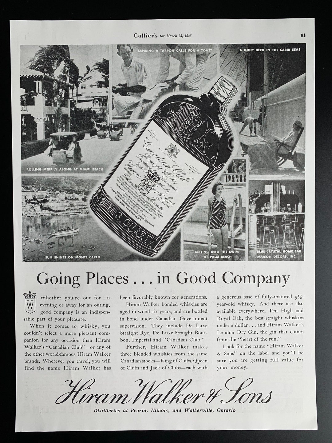 Vintage 1935 Hiram Walker’s Canadian Club Whiskey Print Advertisement ...
