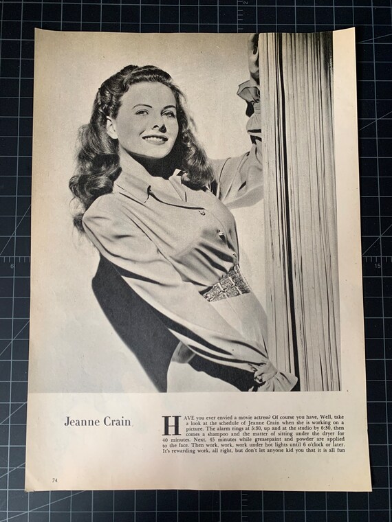 Vintage 1940s Jeanne Crain Magazine Portrait Vintage - Etsy