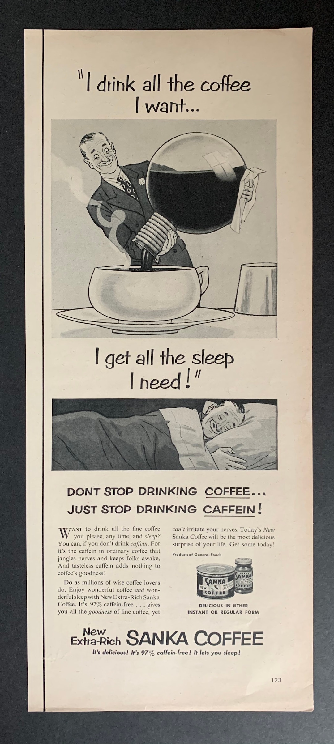 Vintage 1940s Sanka Coffee Advertisement Retro Gift Decor - Etsy