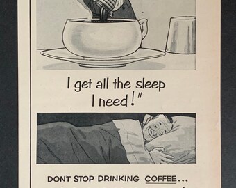 1943 SANKA COFFEE Drink Beverage Sleep Bossie Cow Farmer World War 2 ...