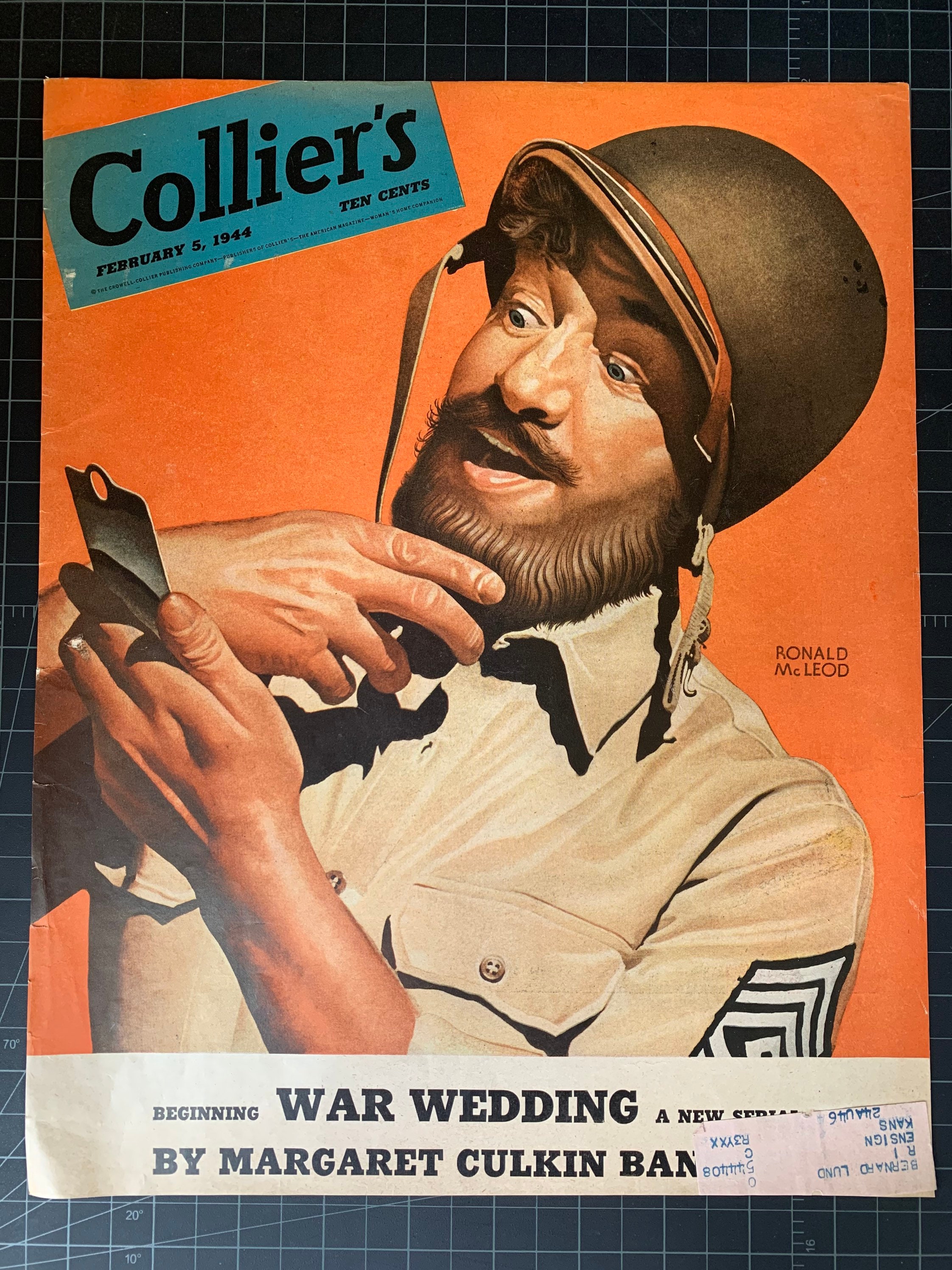 Vintage 1944 Colliers Magazine Cover WW2 Soldier Ronald - Etsy