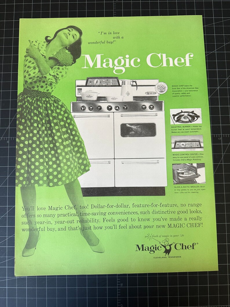 Vintage 1960 Magic Chef Oven Print Ad - Etsy