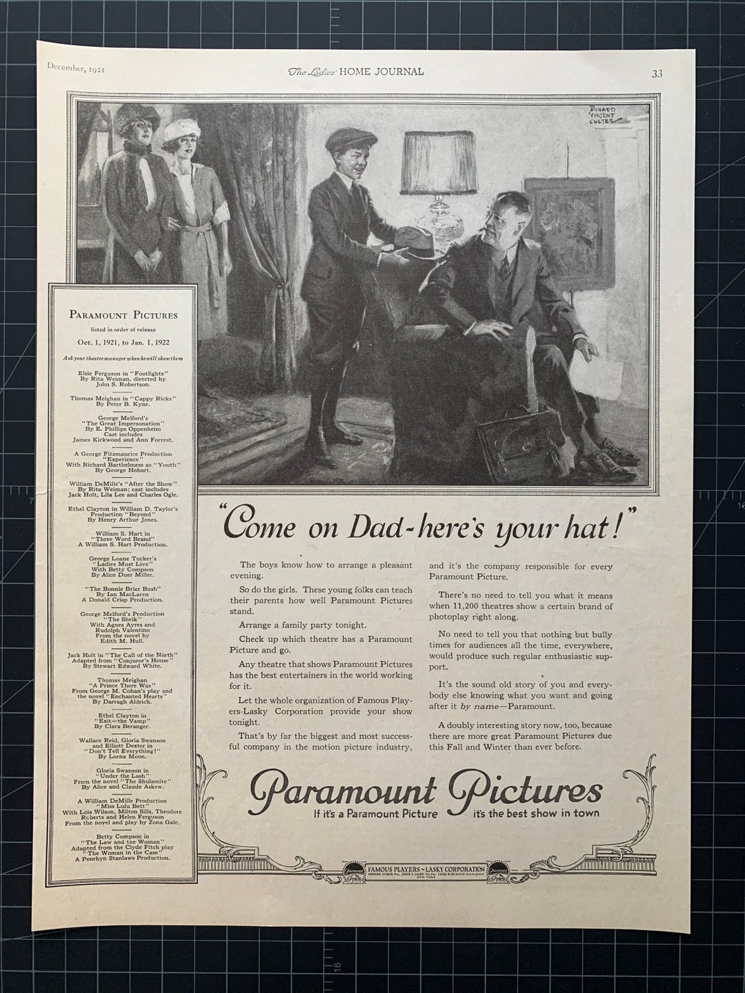 Vintage 1921 Paramount Pictures Print Advertisement - Etsy