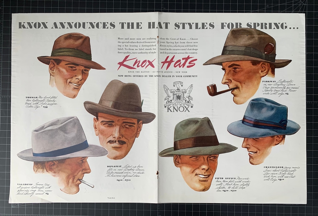 Vintage 1941 Knox Hats 2-page Print Advertisement - Etsy