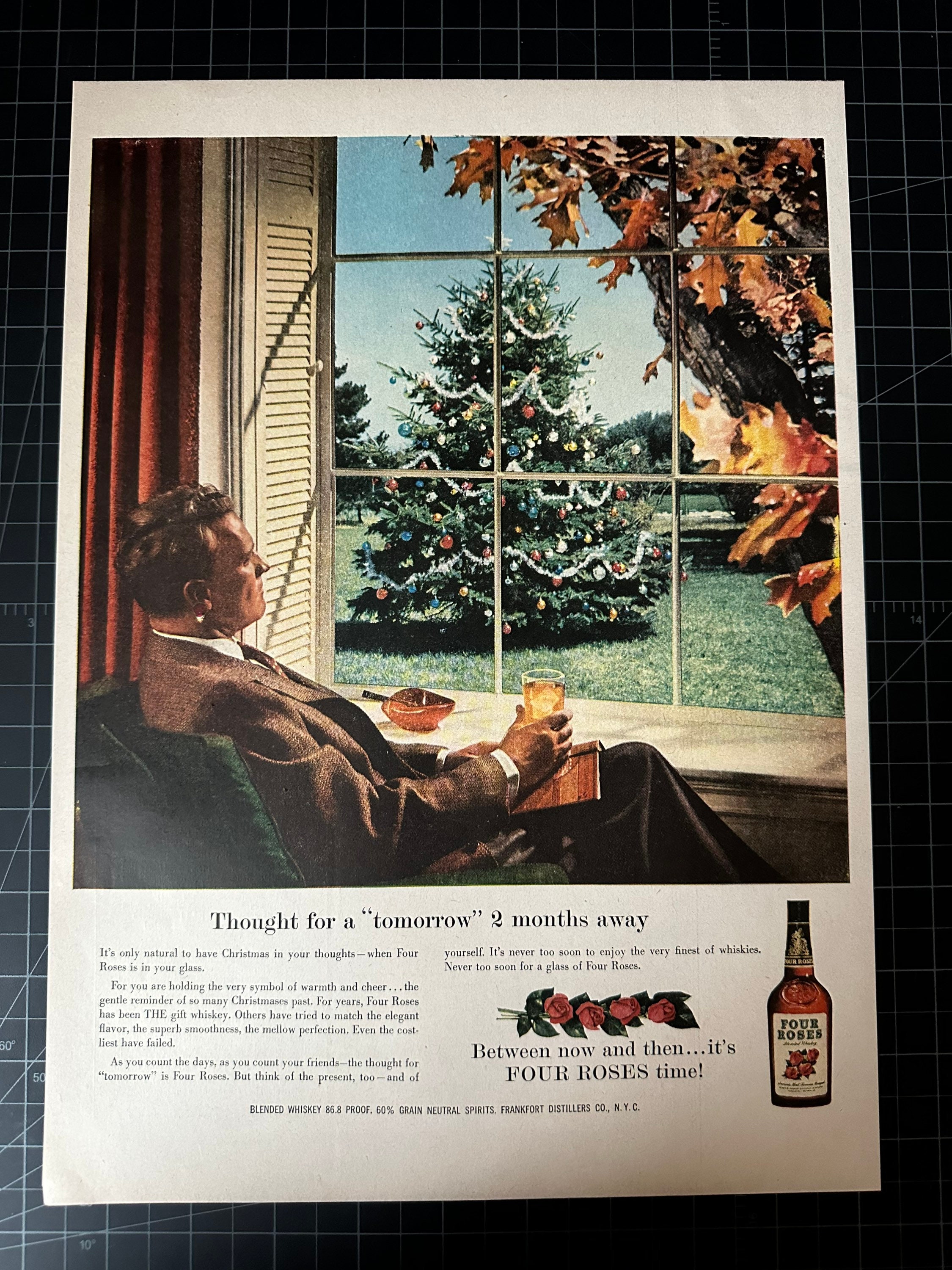 Vintage 1940s Four Roses Whiskey Christmas Print Ad - Etsy