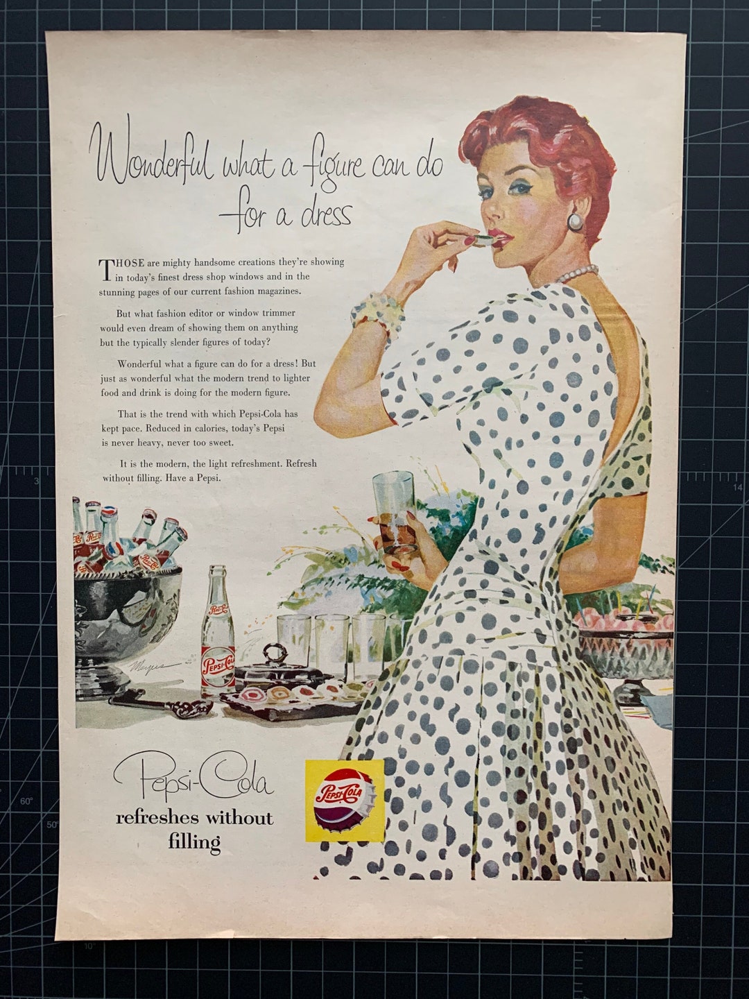 Vintage 1955 Pepsi Print Ad - Etsy