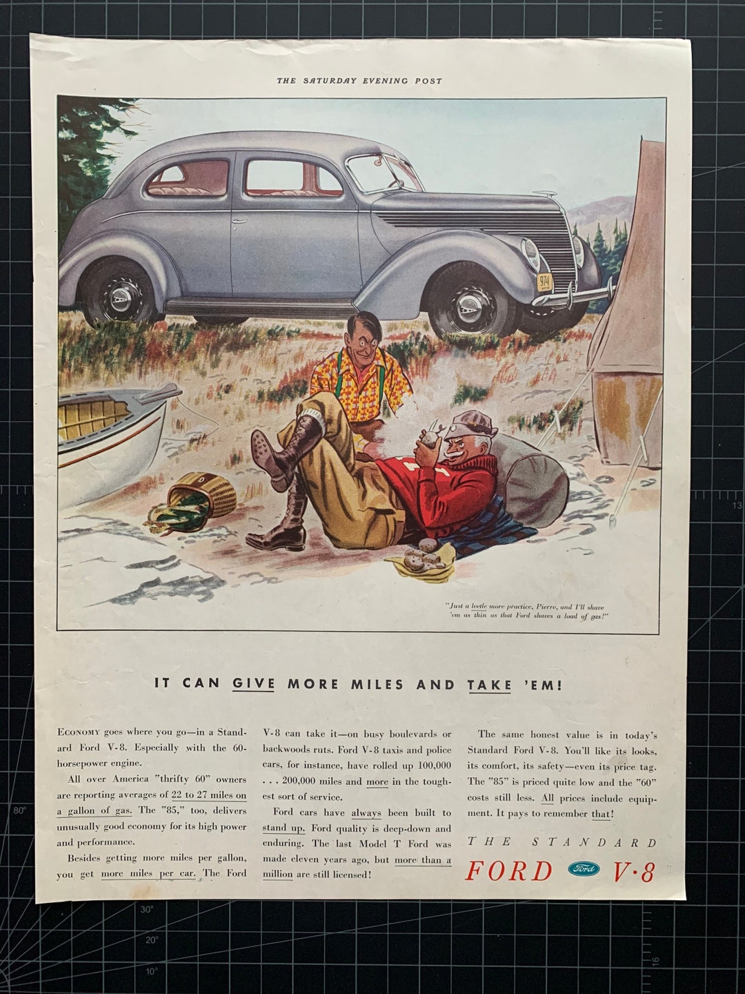 Vintage 1938 Ford V-8 Auto Print Ad - Etsy