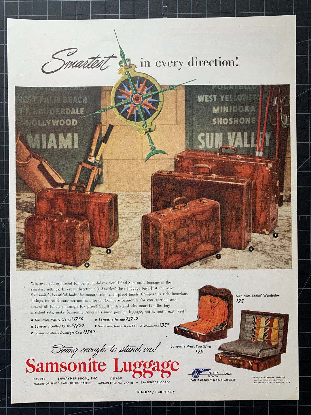 Vintage Samsonite Luggage Print Advertisement - Etsy