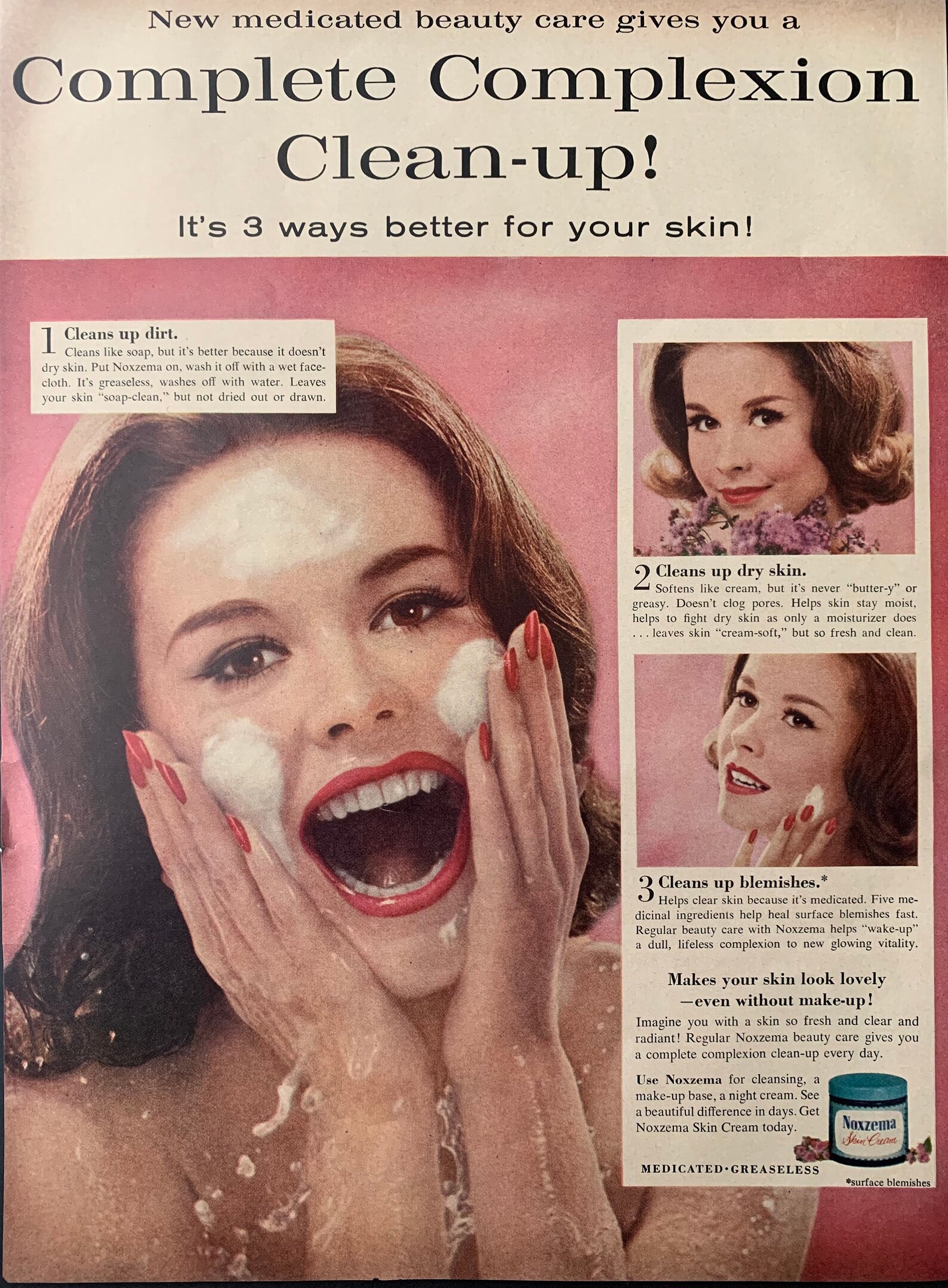 Vintage 1961 Noxzema Face Cleanser Ad - Etsy