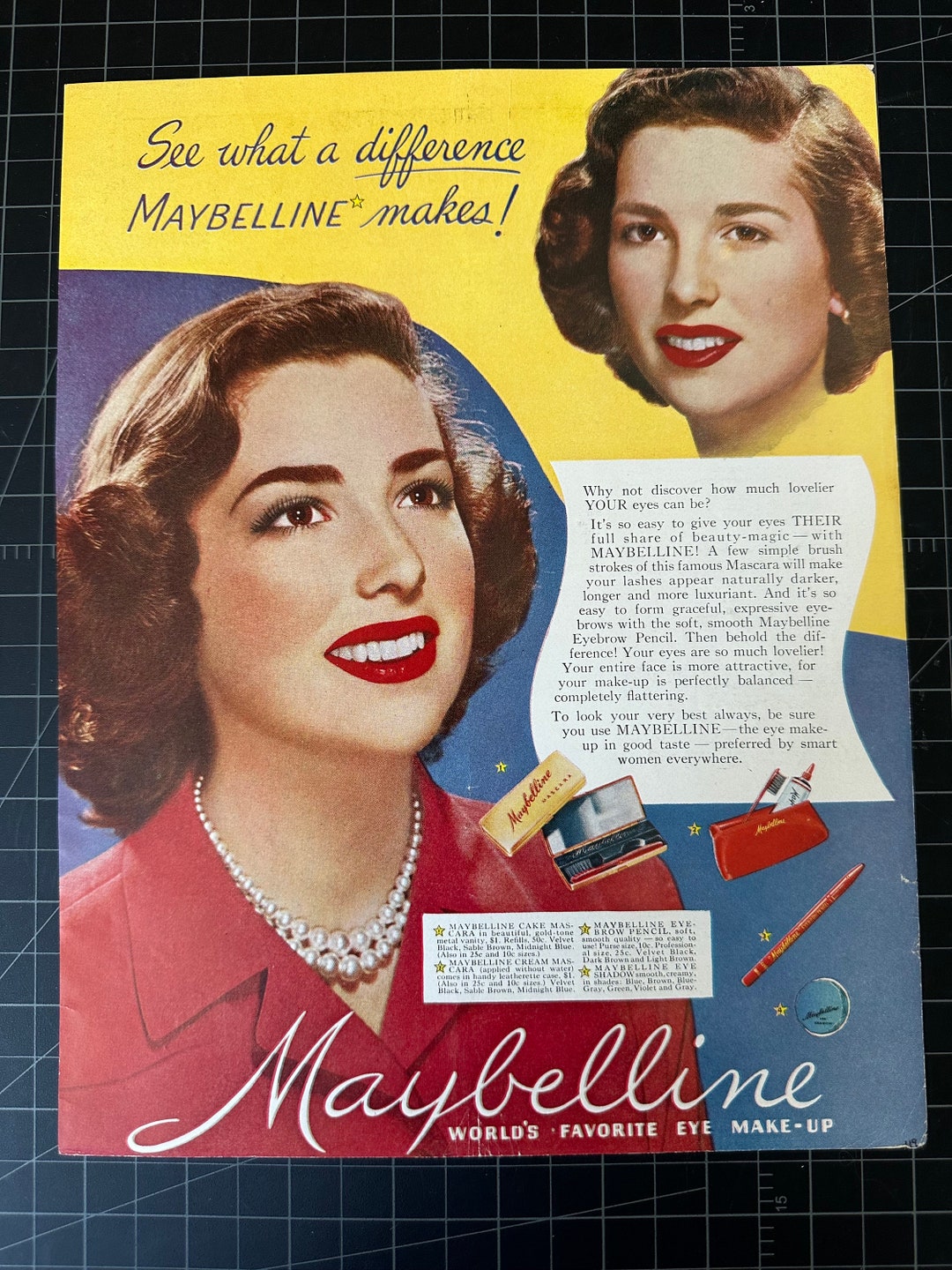 Vintage 1940s Maybelline Cosmetics Print Advertisement - Etsy
