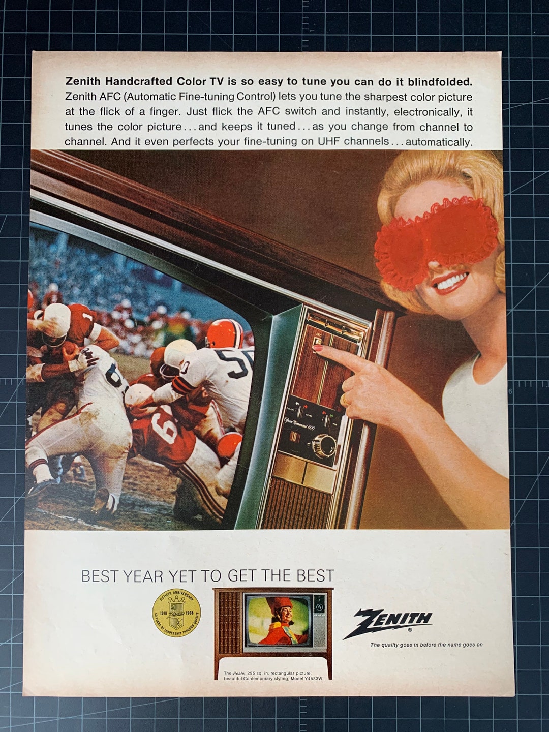 Vintage 1968 Zenith Television Print Ad - Etsy