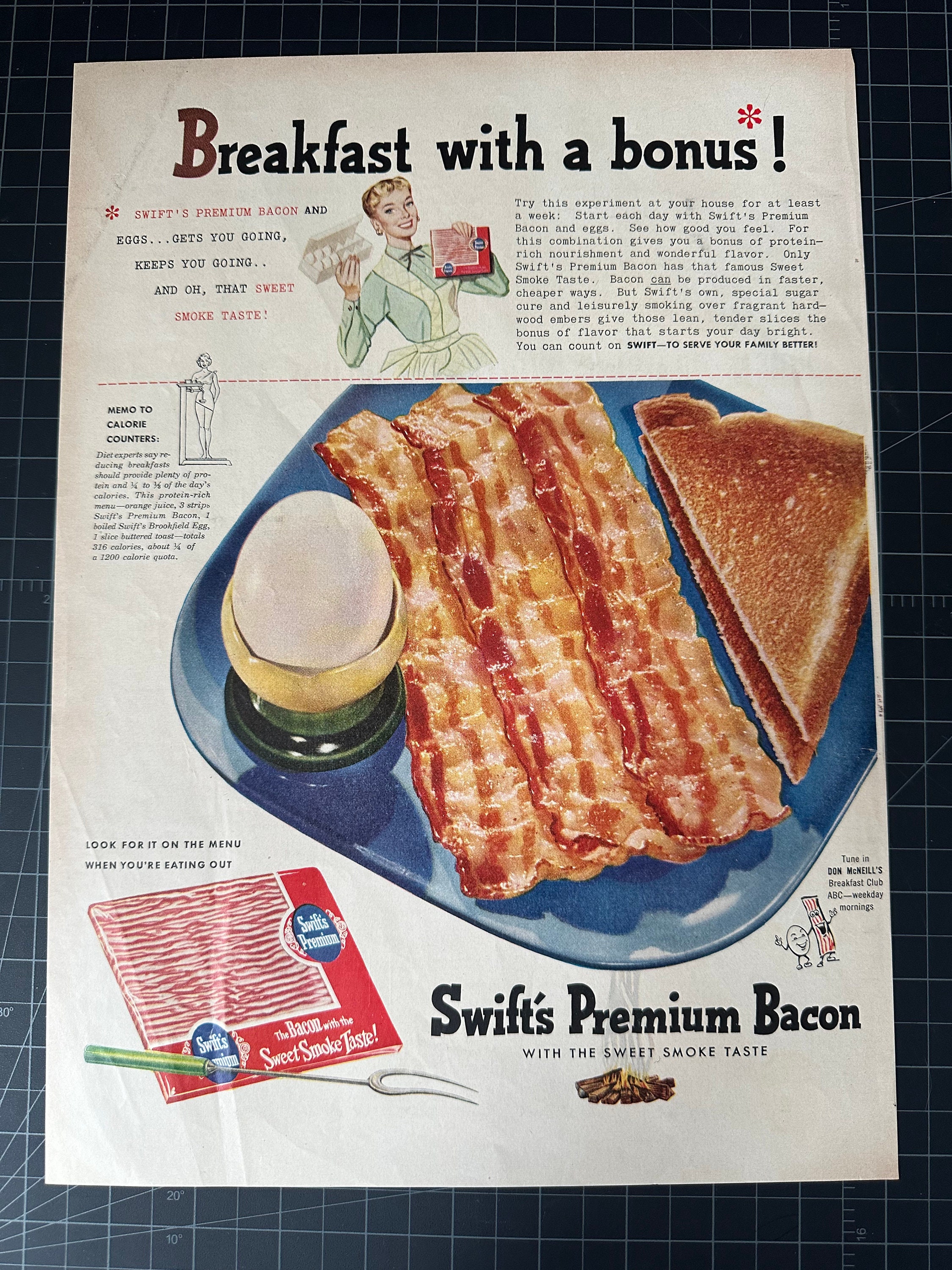 Vintage 1950s Swift’s Bacon Original Print Ad - Etsy