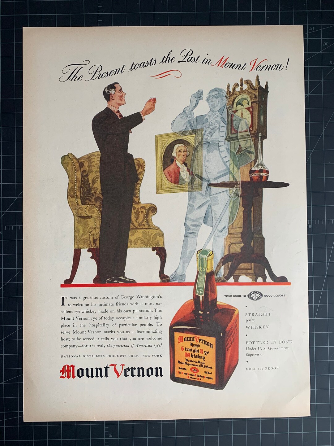 Vintage 1937 Mount Vernon Straight Rye Whiskey Print Ad - Etsy