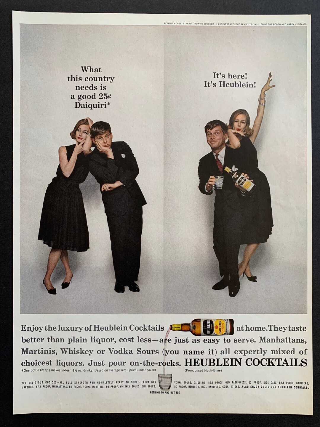 Vintage 1962 Heublein Cocktails Ad - Etsy