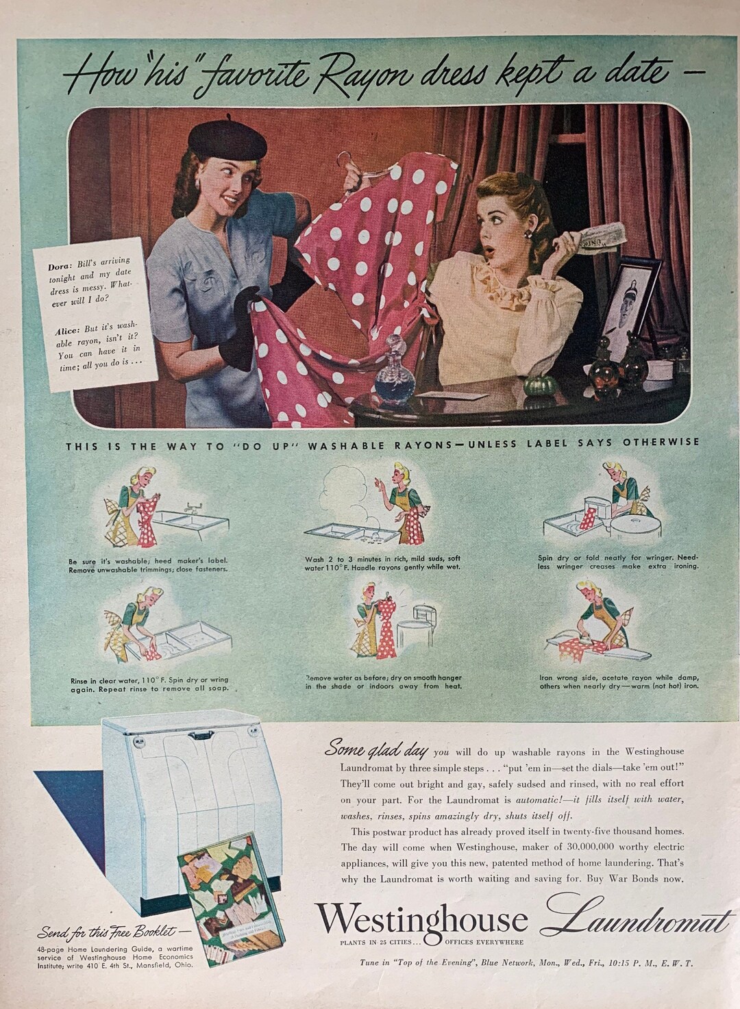 Vintage 1940s Westinghouse Washing Machine Original Advertisement - Etsy