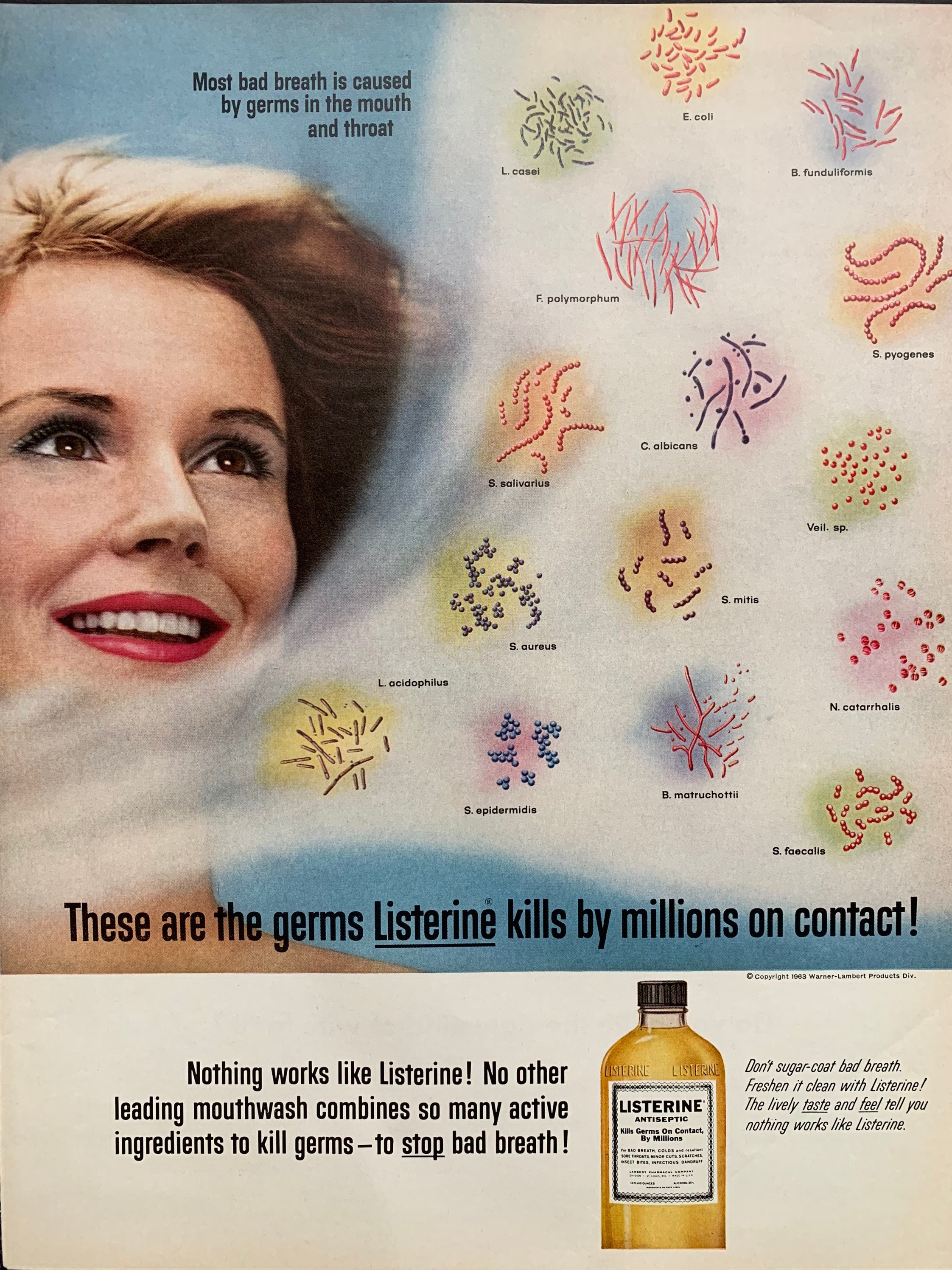 Vintage 1963 Listerine Antiseptic Mouthwash Print Ad | Etsy
