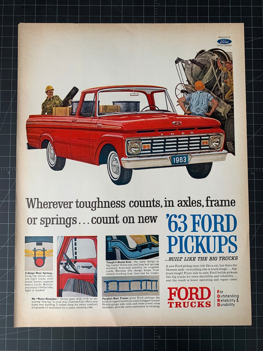 Vintage 1963 Ford Puckup Trucks Print Ad - Etsy