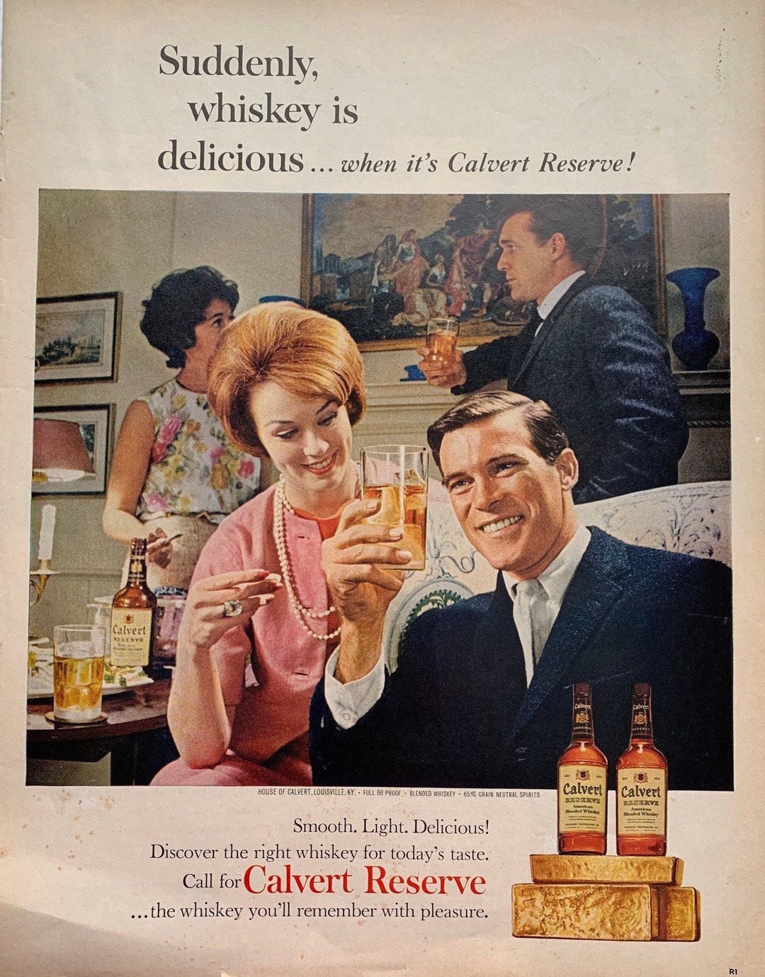 Vintage 1940s Calvert Whiskey Advintage Retro Gift Decor - Etsy