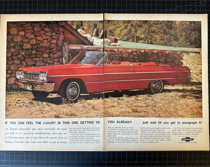 Vintage 1964 Chevrolet Impala 2-page Print Advertisement - Etsy