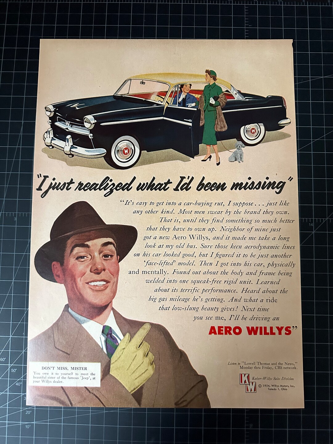 Vintage 1954 Aero Willys Auto Original Print Ad - Etsy